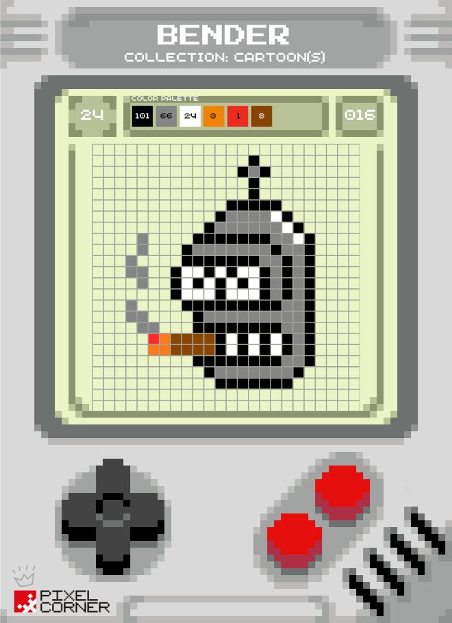 Pixel Art Bender Futurama – Modèle Gratuit à Télécharger