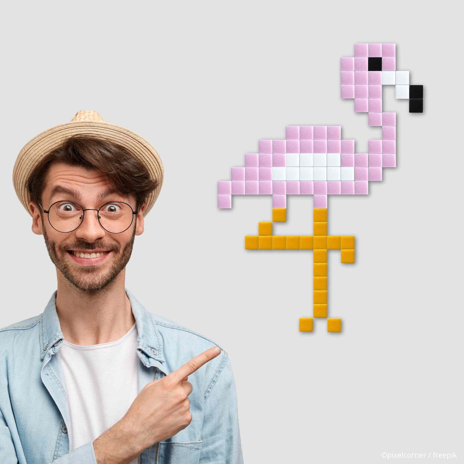Pixel Art Kit " El Flamingo" - Un Flamant Rose en Style Rétro 8-Bit