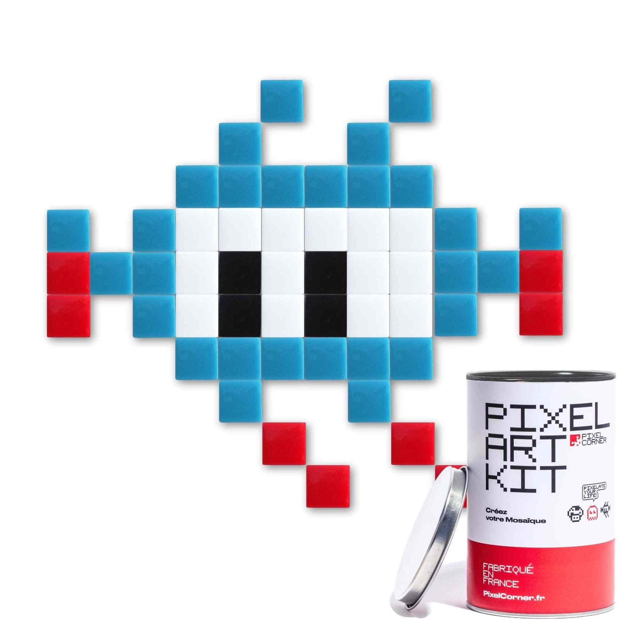 Pixel Art Kit "Flying Bot" - Robot rétro-futuriste en mosaïque DIY